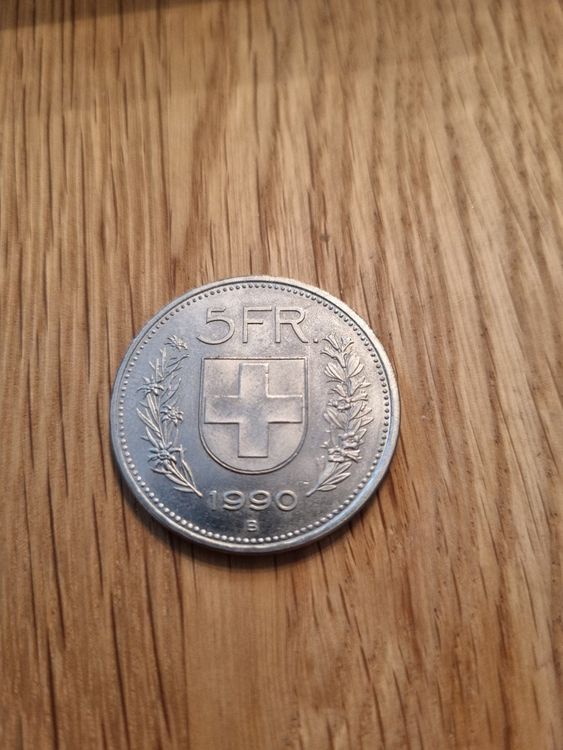 5 Franken 1990 - vertiefte Randschrift | Kaufen auf Ricardo