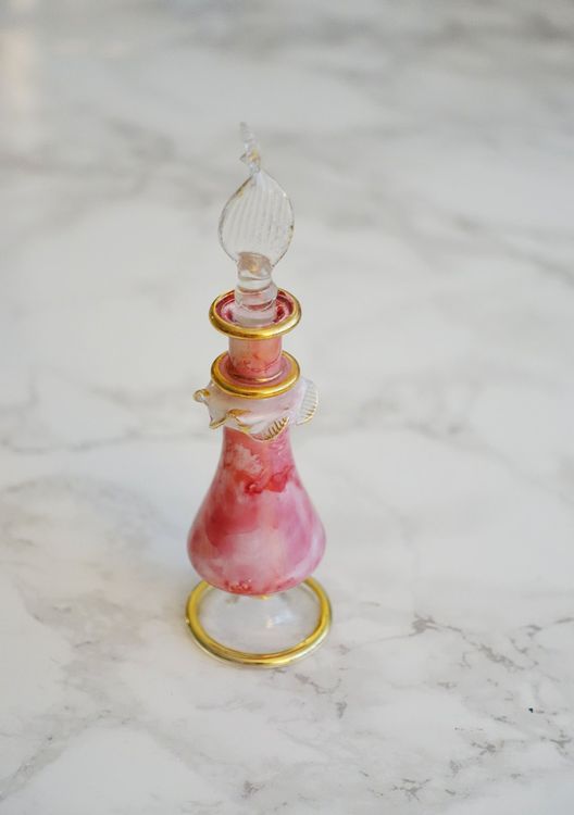 Glas Flakon Parfüm Flacon rosa/pink/gold | Kaufen auf Ricardo