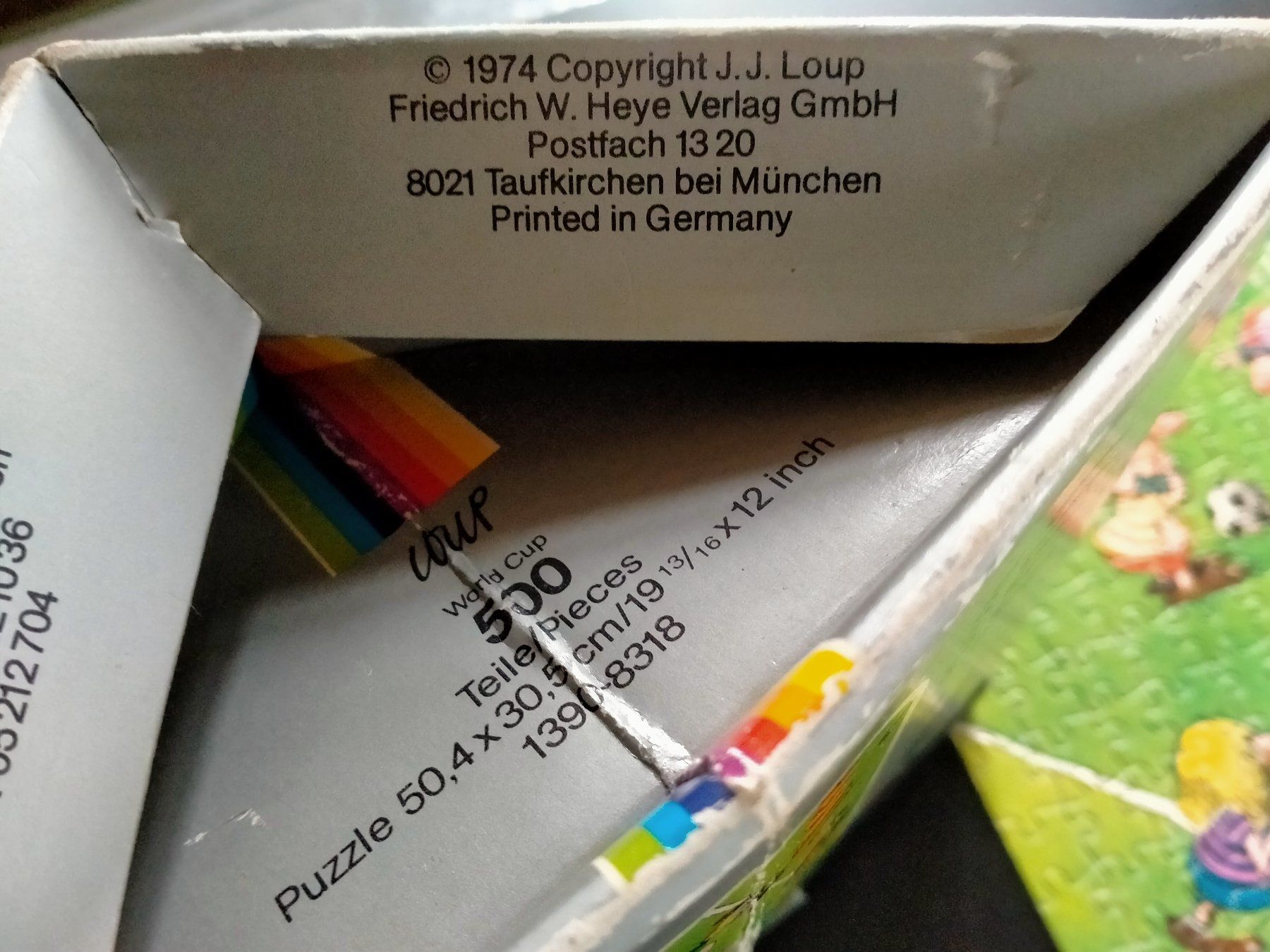 RARE LOUP 1974 World Cup Heye Puzzle Nr. 1390-8318 (Gebraucht) in ...