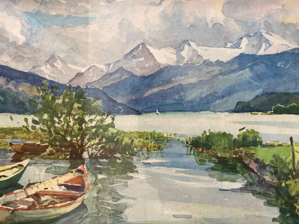 MARC AQUARELL KUNSTDRUCK: THUNERSEE, EIGER, MÖNCH, JUNGFRAU | Kaufen auf Ricardo