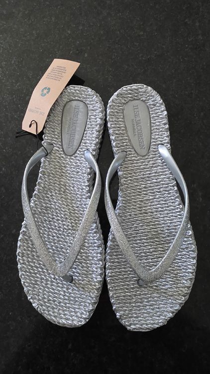 Ilse Jacobsen Flip Flop Zehentrenner Silber Gr. 40 Neu🌸🌷 (Neu und ...