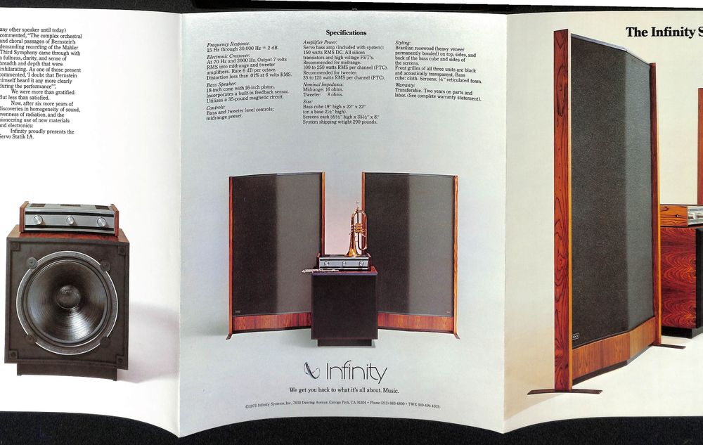 The Infinity Servo Statik 1A Loudspeaker system Prospekt | Kaufen auf ...