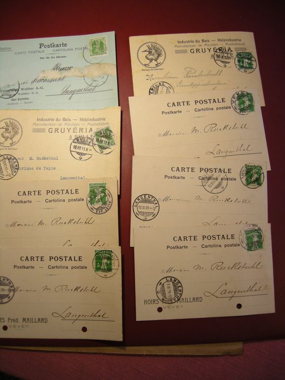 8 ALT POSTKARTEN VON LANGENTHAL NACH LANGENTHAL AB 21.XII.08 (Gebraucht ...
