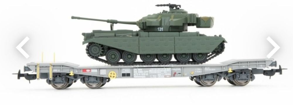 PIKO SBB Panzertransportwagen Simmnps mit Centurion 96680 (Neu und ...