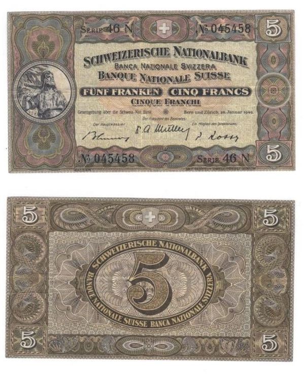 1949 Fr 5.- Banknoten/Billet de banque (Gebraucht) in Dübendorf für CHF ...