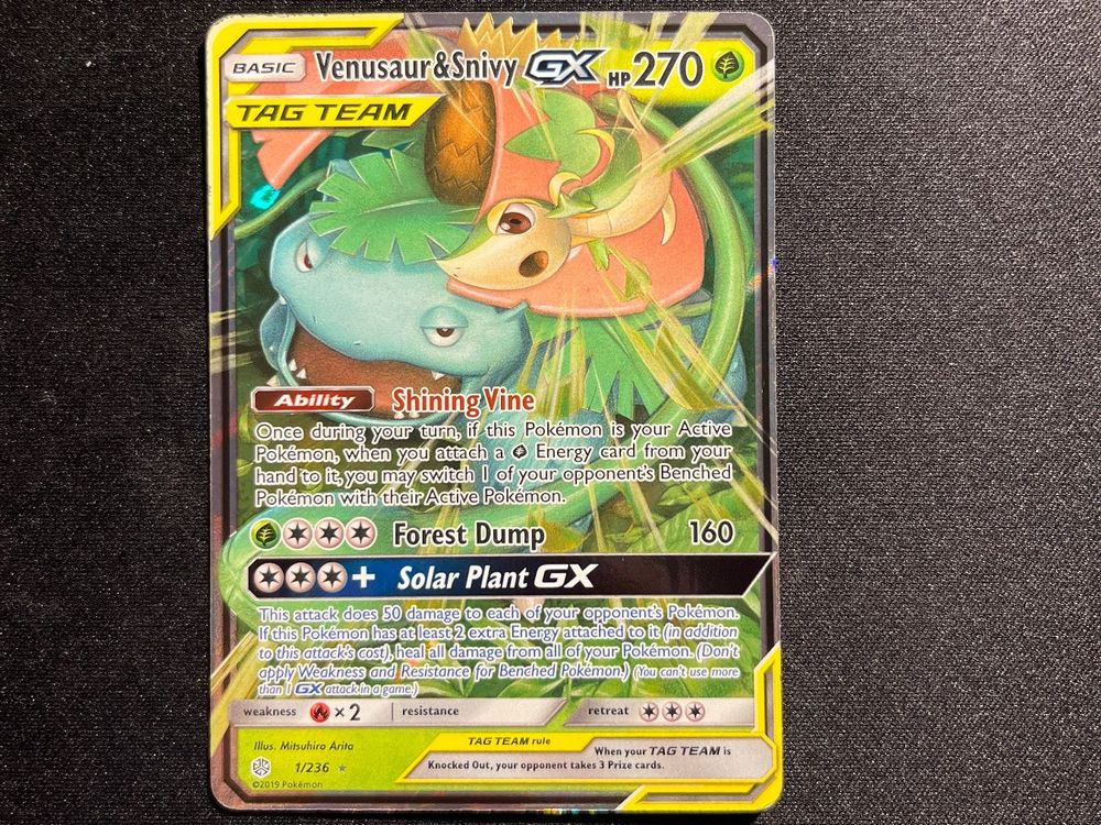 Venusaur & Snivy GX #1 Pokemon Karte Tag Team Cosmic Eclipse | Kaufen ...