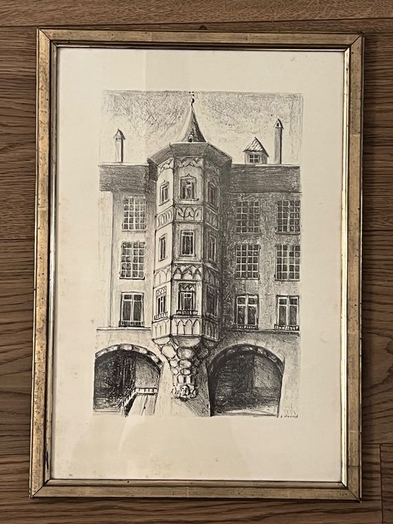 Radierung Berner Altstadt mit Lauben u. Erker - Bernet? (Gebraucht) in ...