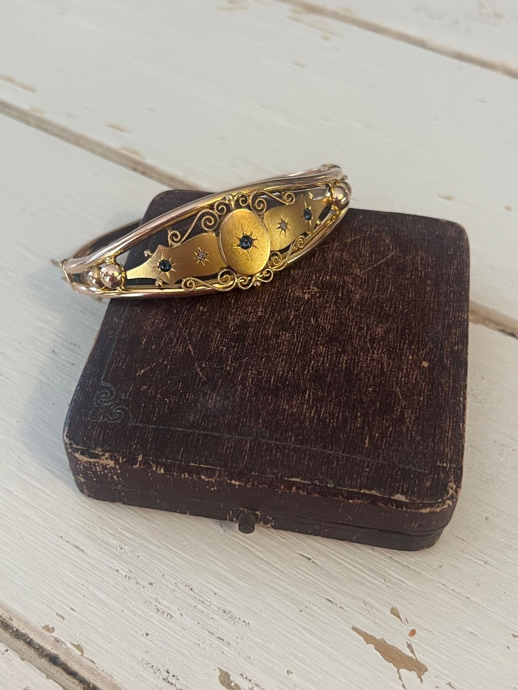 Bracelet ancien en or doublé et pierres bleues, magnifique! (D'occasion ...