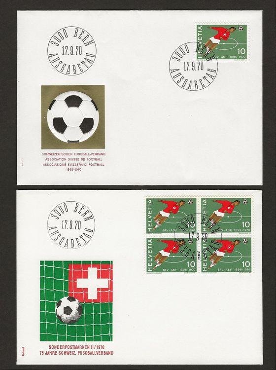 2 x Fussball Briefe Schweiz FDC verschiedene Umschläge (Gebraucht) in Müswangen für CHF 1 – mit ...