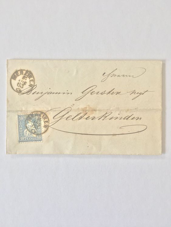 Antike Briefmarke Schweiz Sitzende Helvetia, ca. 1863 (Gebraucht) in ...