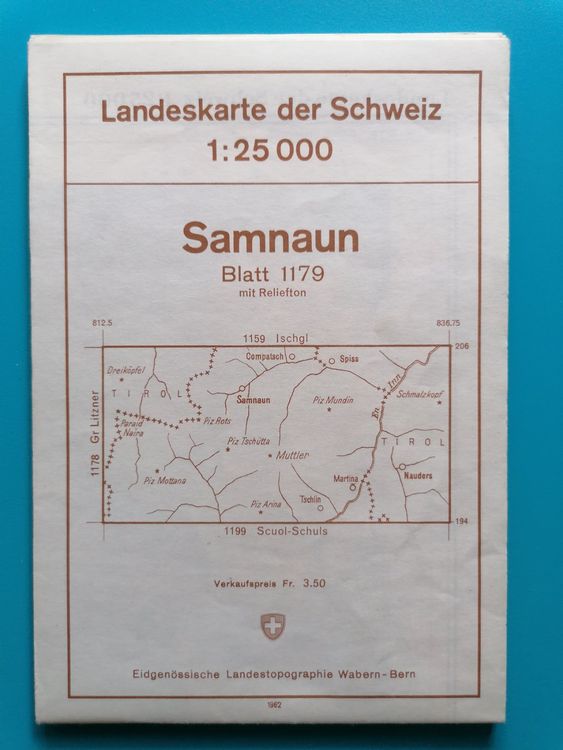 1179 Samnaum🌞1:25'000 Landeskarte der Schweiz (Gebraucht) in Emmenbrücke für CHF 4.9 – mit ...