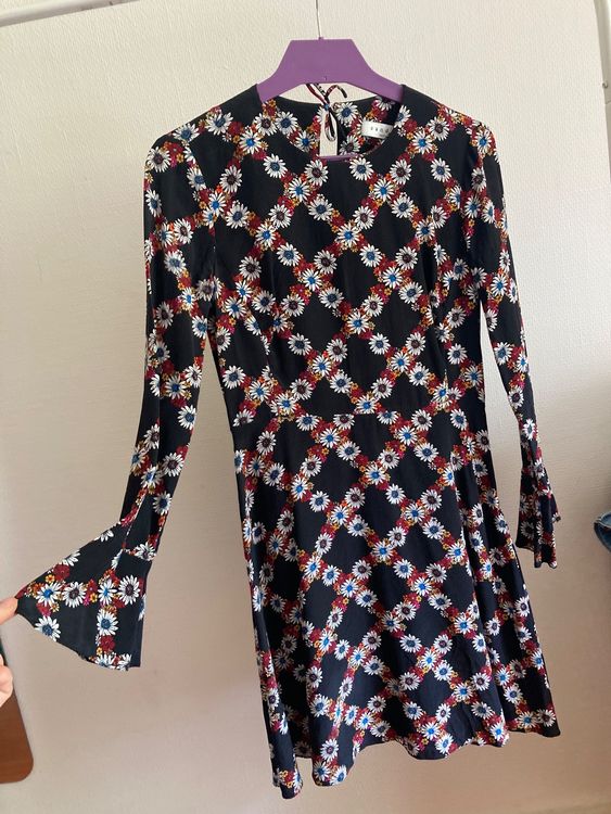 Sandro Kleid Gr. 36 Seide schwarz kariert Gänseblümchen | Kaufen auf Ricardo