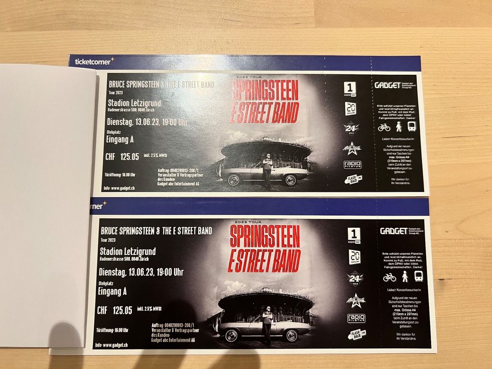Bruce Springsteen Tickets Zürich (Neu (gemäss Beschreibung)) in ...
