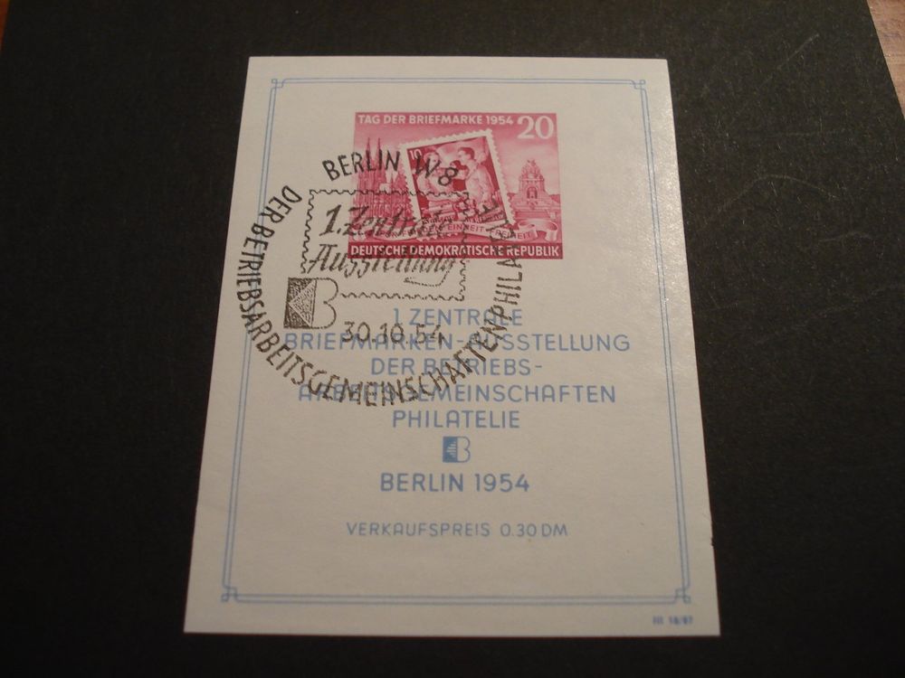 DDR 1954, Block Tag der Briefmarke, Sonder-Stempel (Gebraucht) in ...