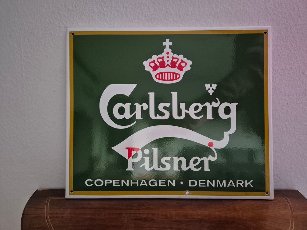 Emailschild Carlsberg Pilsner Bier Brauerei Emaille Schild (Neu (gemäss ...