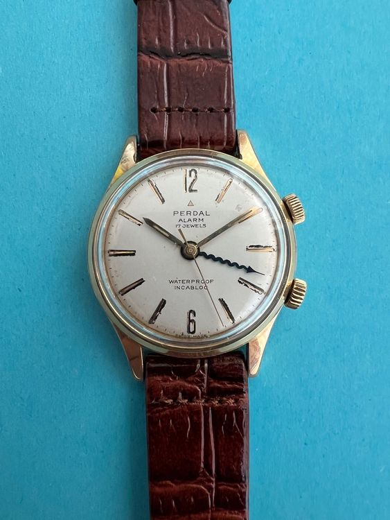 Montre PERDAL ALARM 17 JEWELS WATERPROOF INCABLOC SWISS MADE (Gebraucht ...