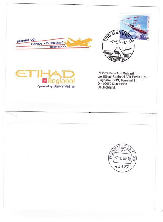 Vol "ETIHAD" Genève-Dusseldorf RF 2014.5.b (Gebraucht) in La Tour-de ...