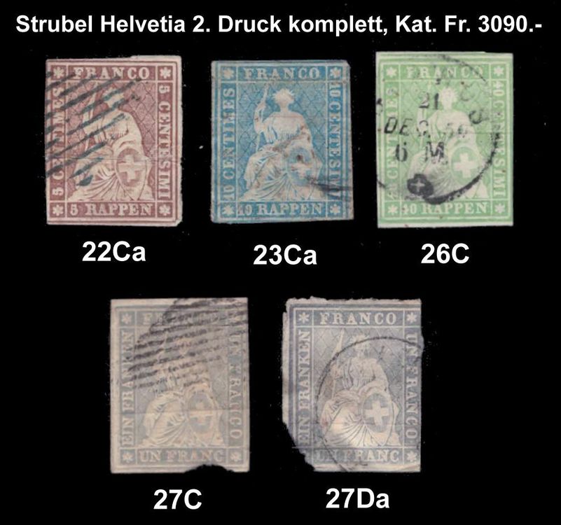 1855 Strubel Helvetia 2. Druck komplett, Kat. Fr. 3‘090.- (Gebraucht) in Eskisehir/Türkei für ...