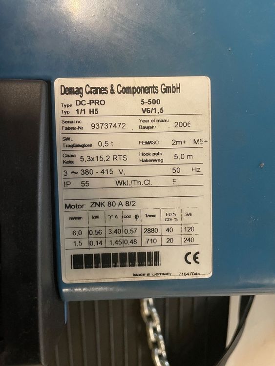 Demag Kettenzug DC-PRO 5-500 1/1 H5 V6/1,5 - 500kg | Kaufen auf Ricardo