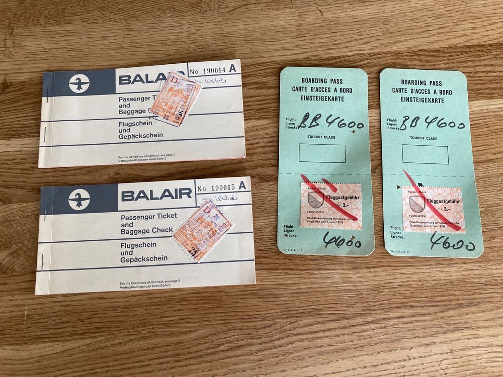 ALTER BALAIR FLUGSCHEIN, TICKET 1964, UND BOARDING PASS | Kaufen auf ...