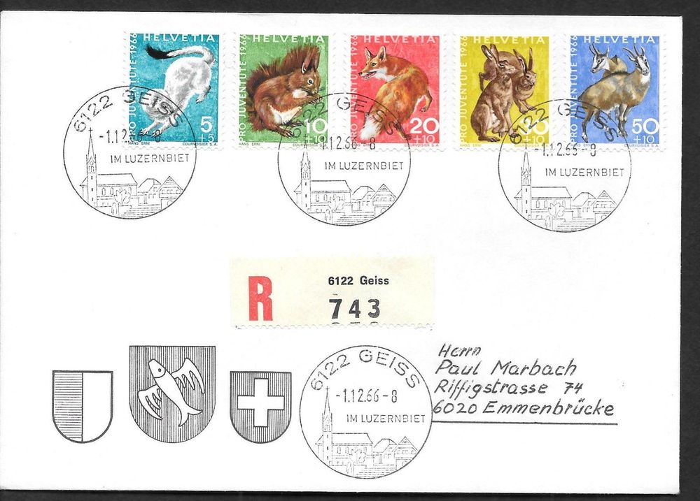 FDC Pro Juventute Serie 1966 ET Geiss 1.12.1966 Hans Erni (Neu (gemäss Beschreibung)) in Olten ...
