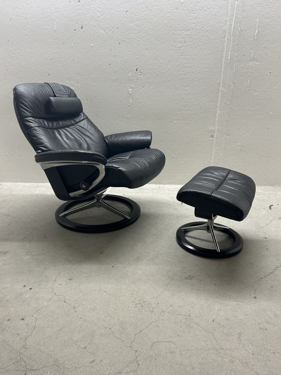 Stressless Leder Sessel SUNRISE mit Hocker schwarz (Gebraucht) in Winterthur für CHF 700 – nur ...
