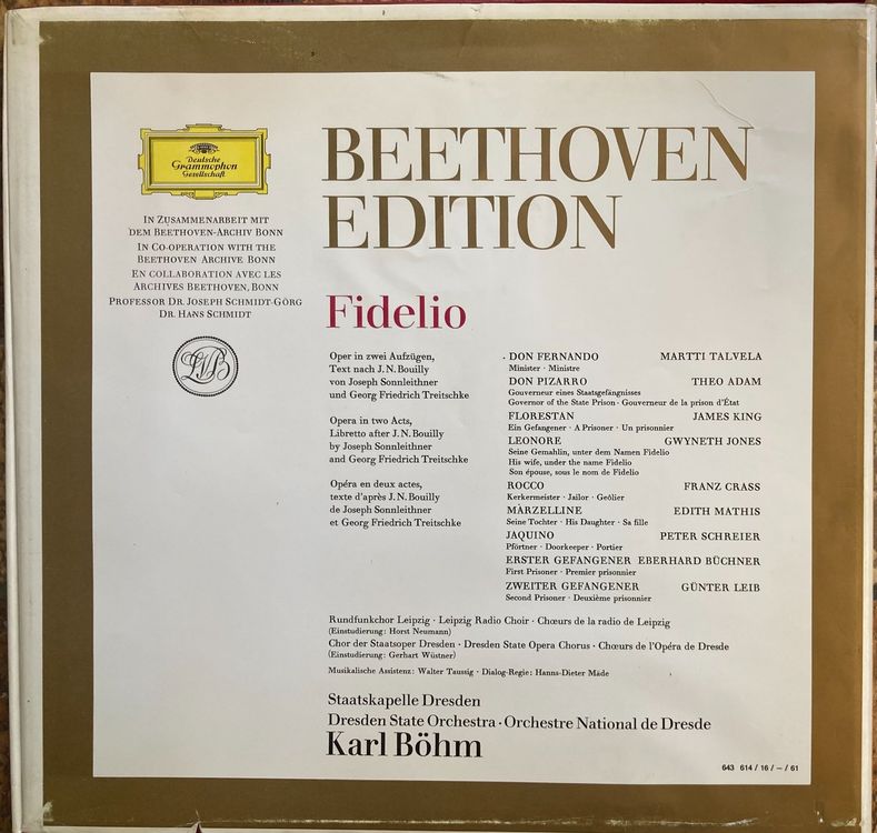 Beethoven Edition Fidelio Staatskapelle Dresden Karl Böhm | Kaufen auf Ricardo
