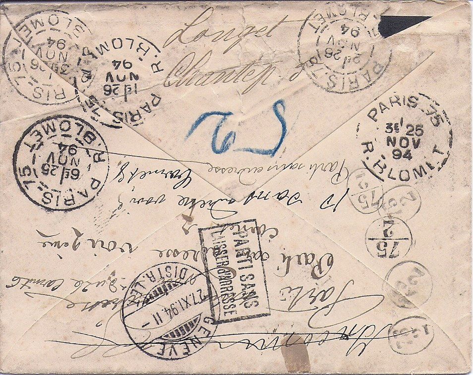 LETTRE DE GENÈVE à PARIS, avec retour à l'envoyeur (Gebraucht) in Les ...