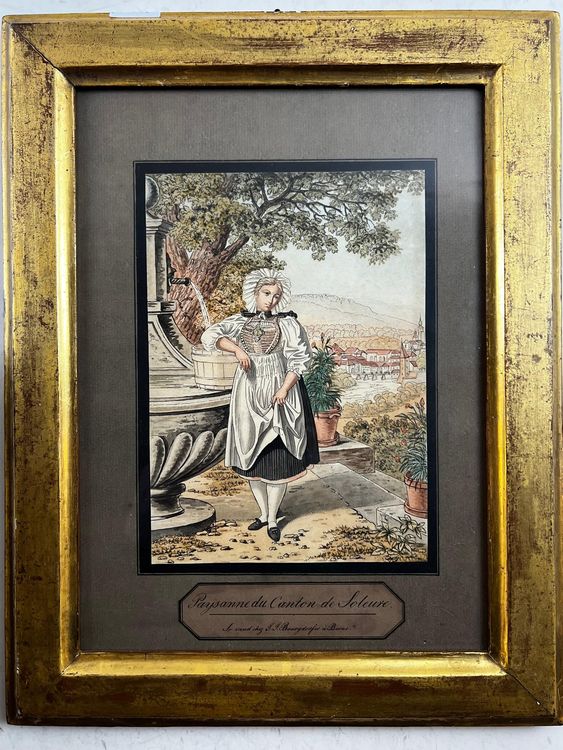 Bauer aus dem Kanton Solothurn Antike Aquarell Echtgoldrahme (Gebraucht) in Neuhausen am ...