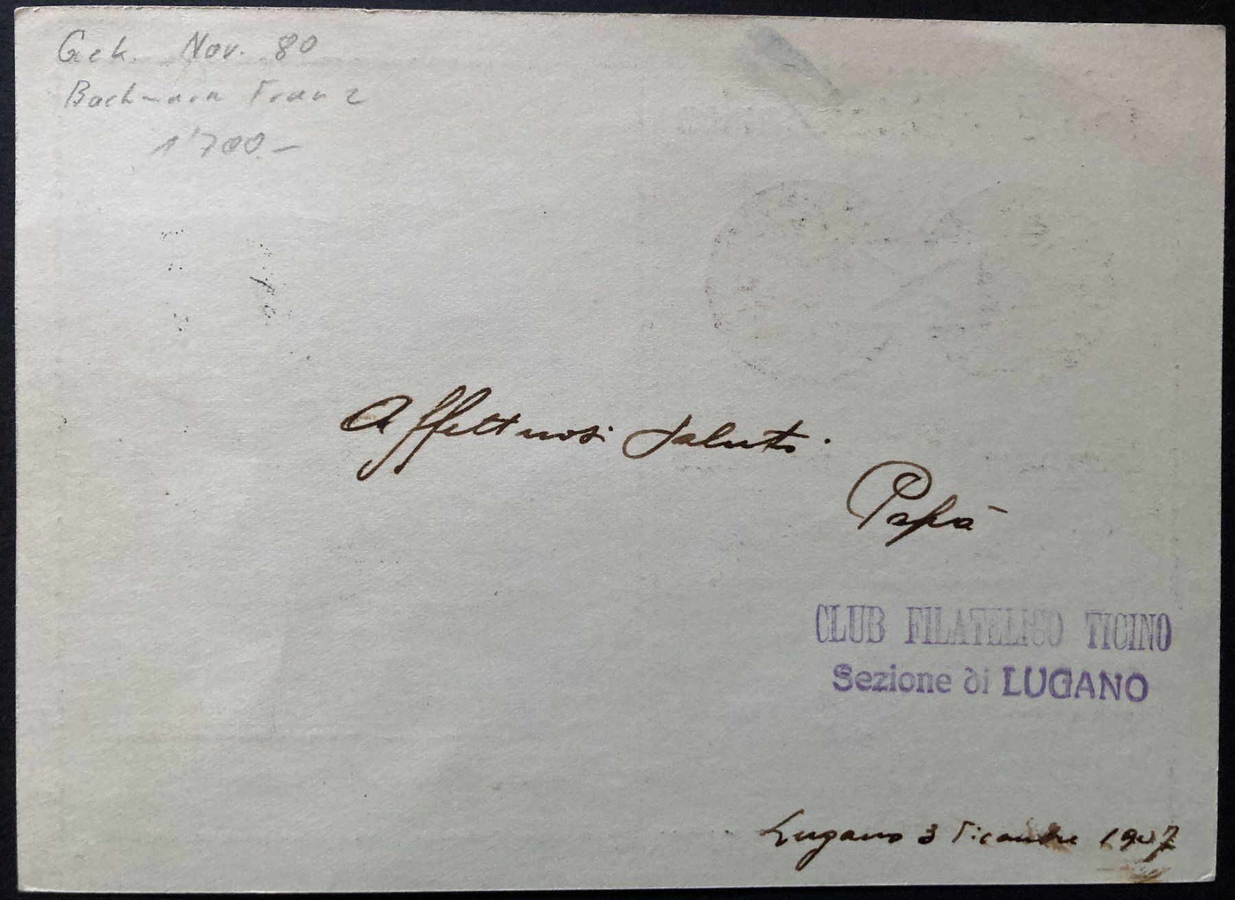 1937, TdB Originalkarte D/I, TOP-Rarität, SBK 1750 Fr. (Gebraucht) in Flawil für CHF 599 – mit ...