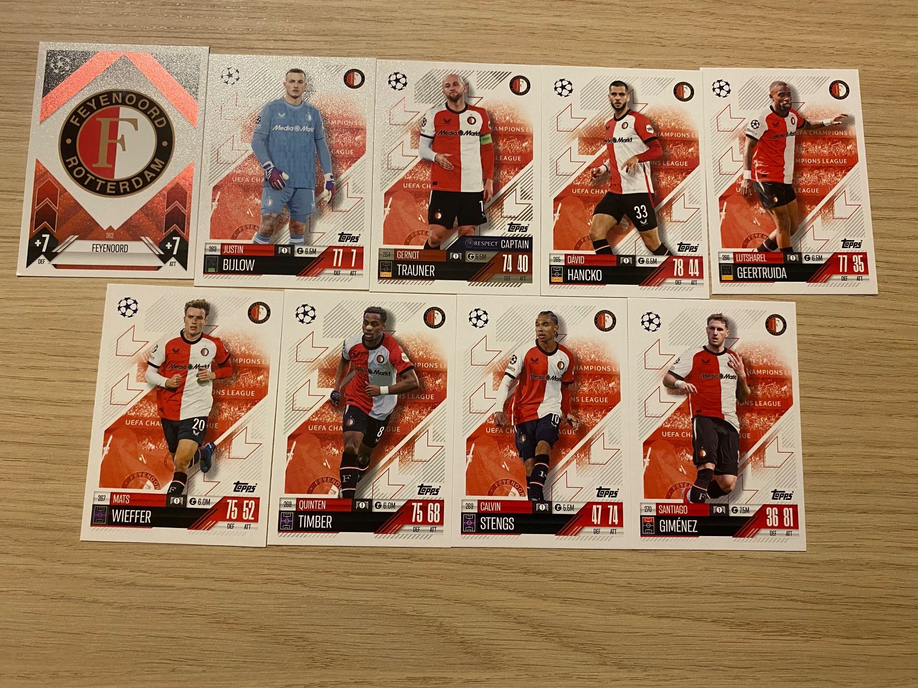 Topps Match Attax 24/25 Feyenoord Rotterdam komplett 262-270 (Neu ...