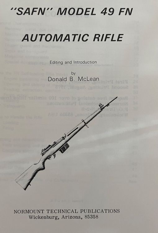 Manual the SAFN Model 49 F.N. Automatic Rifle fusil Gewehr (Gebraucht ...
