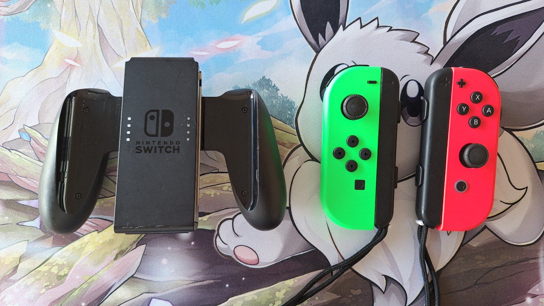 2 x Joy Cons (Neon Grün + Pink) mit Joy Con Grip ORIGINAL #3 (Gebraucht ...