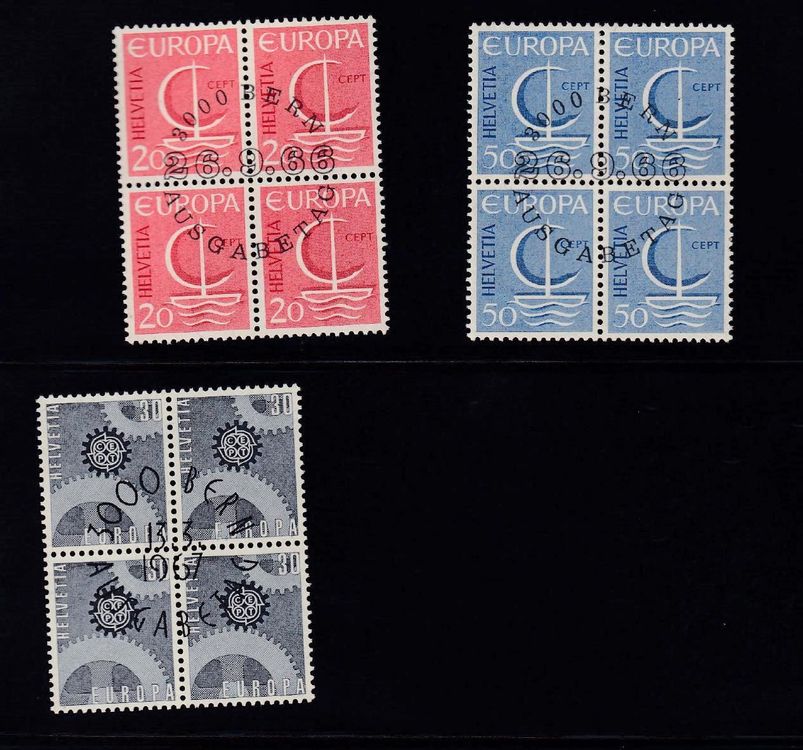 Europamarken 1966 / 1967 4er Blocks (Gebraucht) in Kaiseraugst für CHF 7 – mit Lieferung auf ...