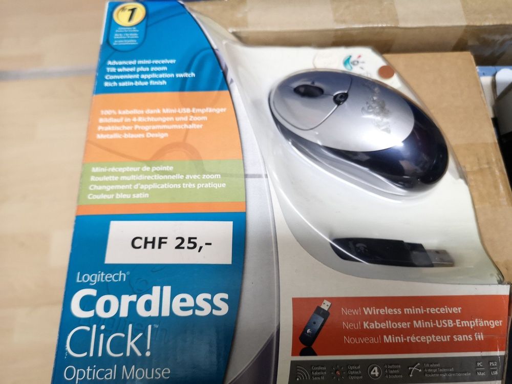 Cordless Mouse Click Optical Mouse PC Maus Logitech Neu OVP (Neu ...