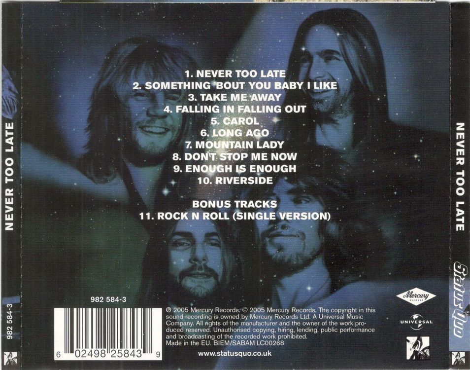 Status Quo Never Too Late (Gebraucht) in für CHF 7 – mit Lieferung auf ...