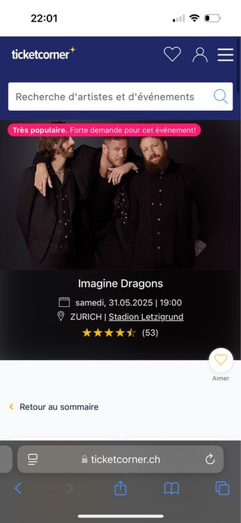 Imagine Dragons Zurich 29.05.25 - 3 billets places assises (Neu und originalverpackt) in ...