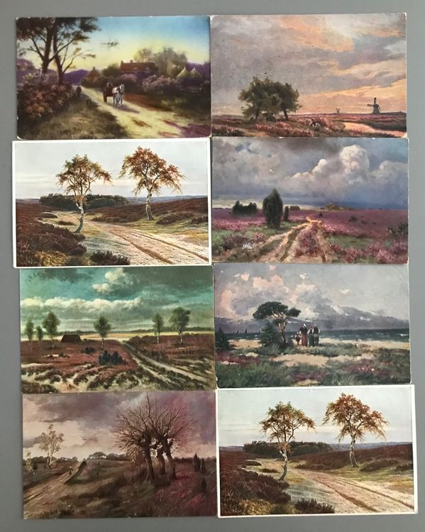 8 x Heide-Landschaften, Erika • farbige Künstler-AK | Kaufen auf Ricardo