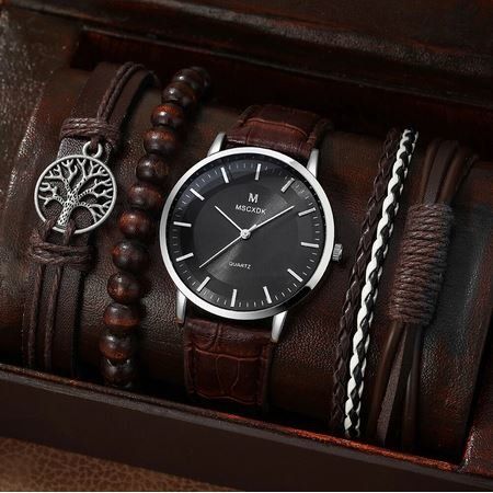 Leder Männer Uhr MSCXDK mit 4 Leder Armbändern Neu und OVP (Neu und ...