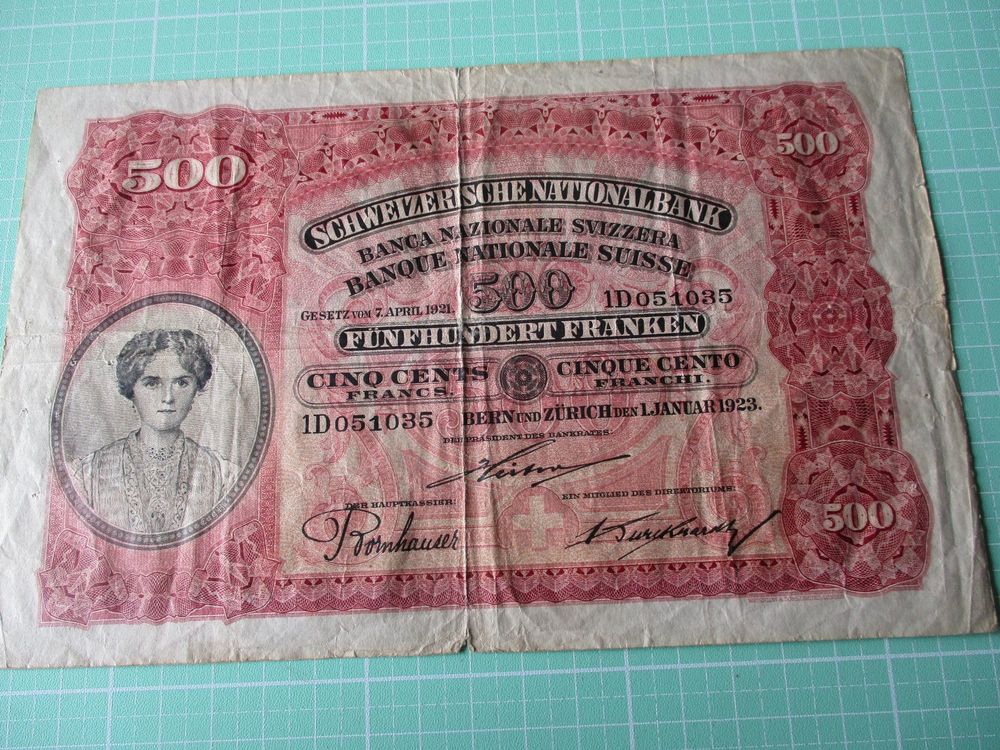 Schweizer Bank Note Fr. 500.- | Kaufen auf Ricardo