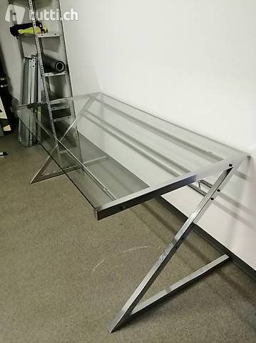 Schönes Pult mit Metall-Gestell und Glasplatte 127x80.5x72 | Kaufen auf ...