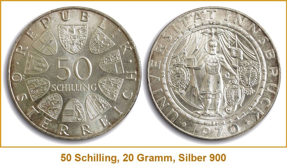 50 Schilling 1970 Silber 900 (Neu und originalverpackt) in Flamatt für CHF 27 – mit Lieferung ...