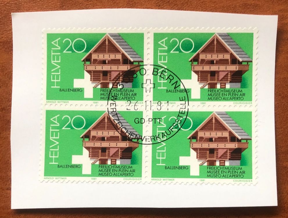 4 er Block Nr.649 mit Papier Stempel Bern (Gebraucht) in Aarau für CHF 0.5 – mit Lieferung auf ...