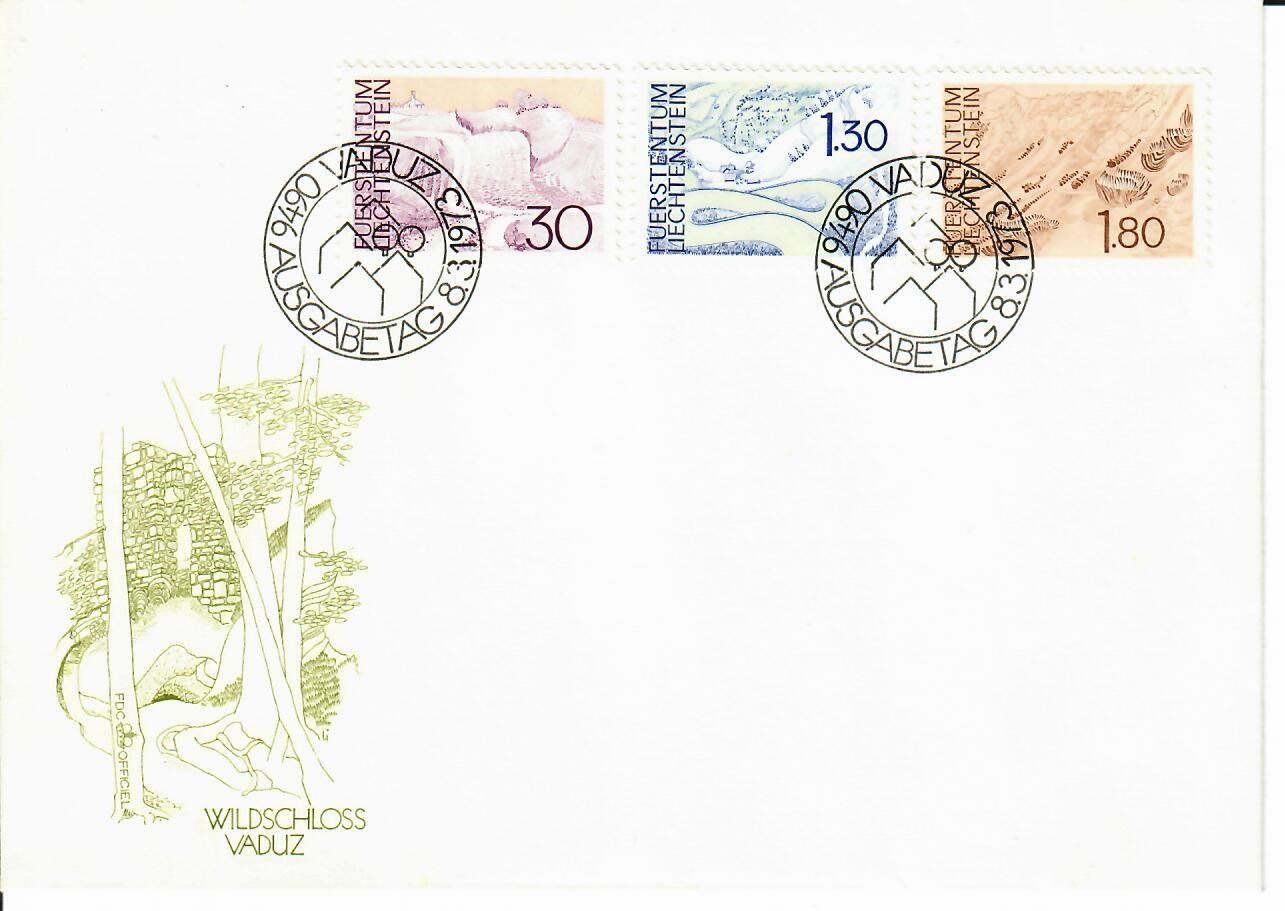 4 FDC Liechtenstein Landchaften 1972 u.1973 (Neu (gemäss Beschreibung ...