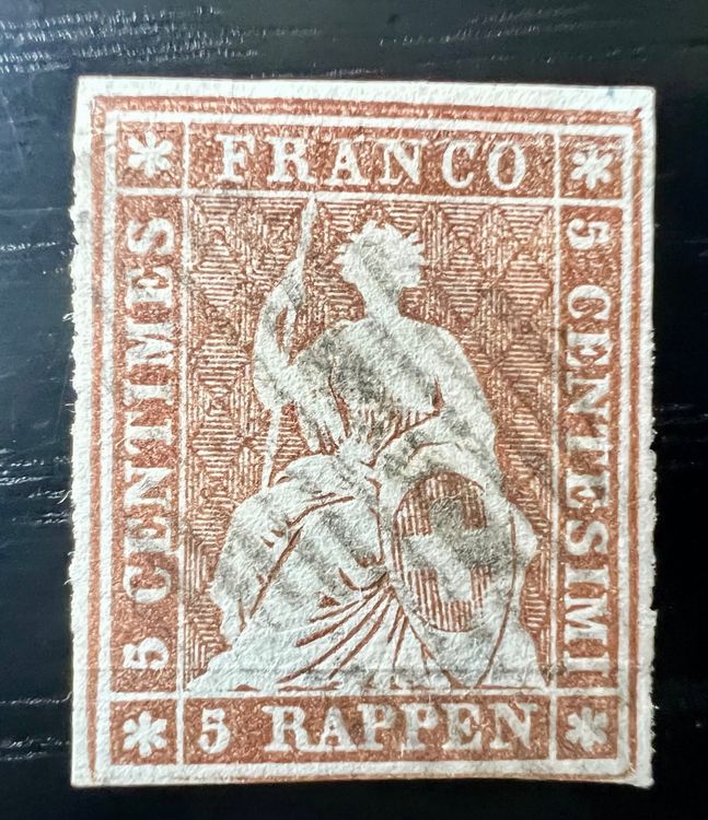 5 Rappen Strubel, 22A2.d mit Attest von Urs Hermann (Gebraucht) in für ...