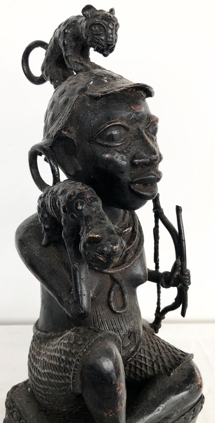 XXL wunderschöner alter Benin Bronze Krieger H 41 cm Kg 5 (Gebraucht ...