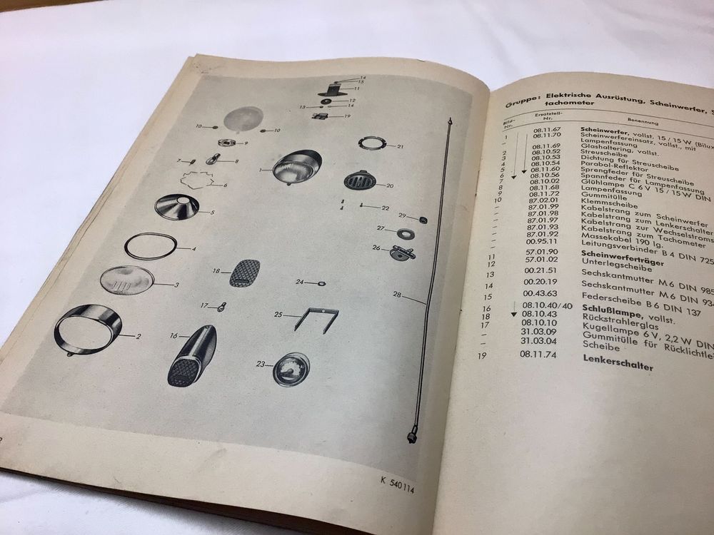 Kreidler Florett 1957 Ersatzteile Liste , kein Sachs Shell (Gebraucht ...