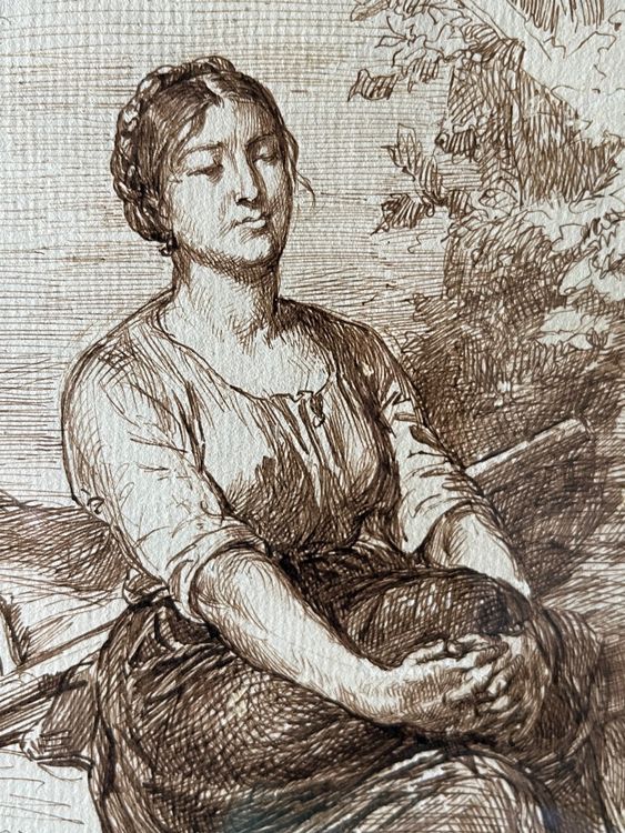 Pierre ANDRIEU 1821-1892 sitzende Frau, signiert, Tinte (Gebraucht) in Basel für CHF 900 – mit ...