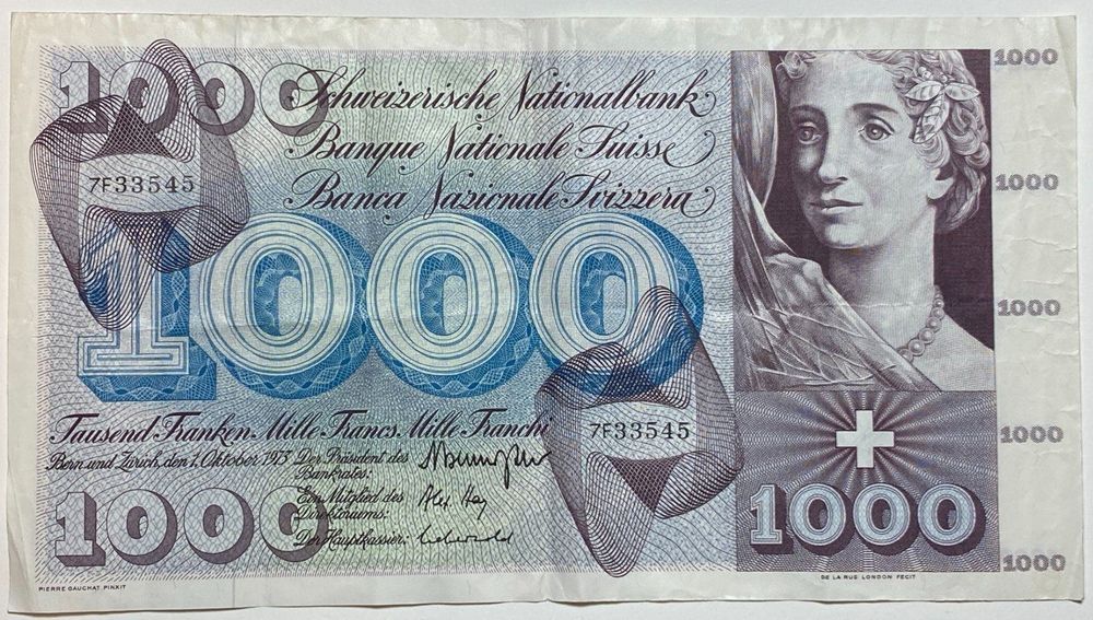 1000-er Note Schweiz echt und original | Kaufen auf Ricardo