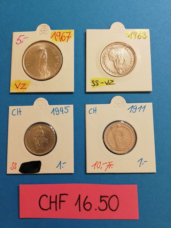 Schweizer Silbermünze 5Fr/2Fr/1Fr (Gebraucht) in Engi für CHF 18.5 – mit Lieferung auf Ricardo ...